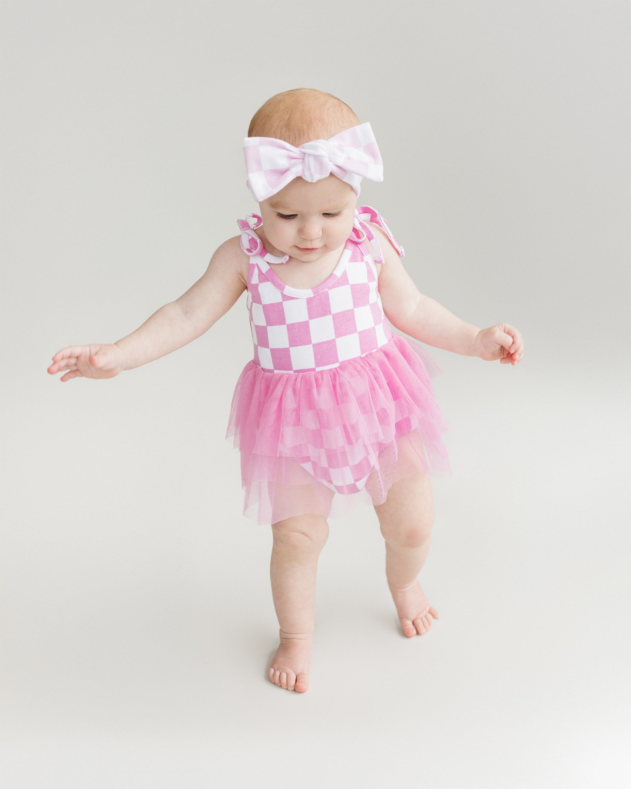 Tutu Romper | Checkered Bubble Gum – Blissfully Lavender Boutique