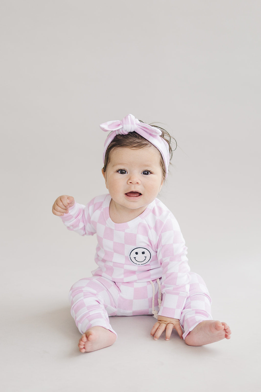 Checkered Smiley Lounge Set | Pink – Blissfully Lavender Boutique