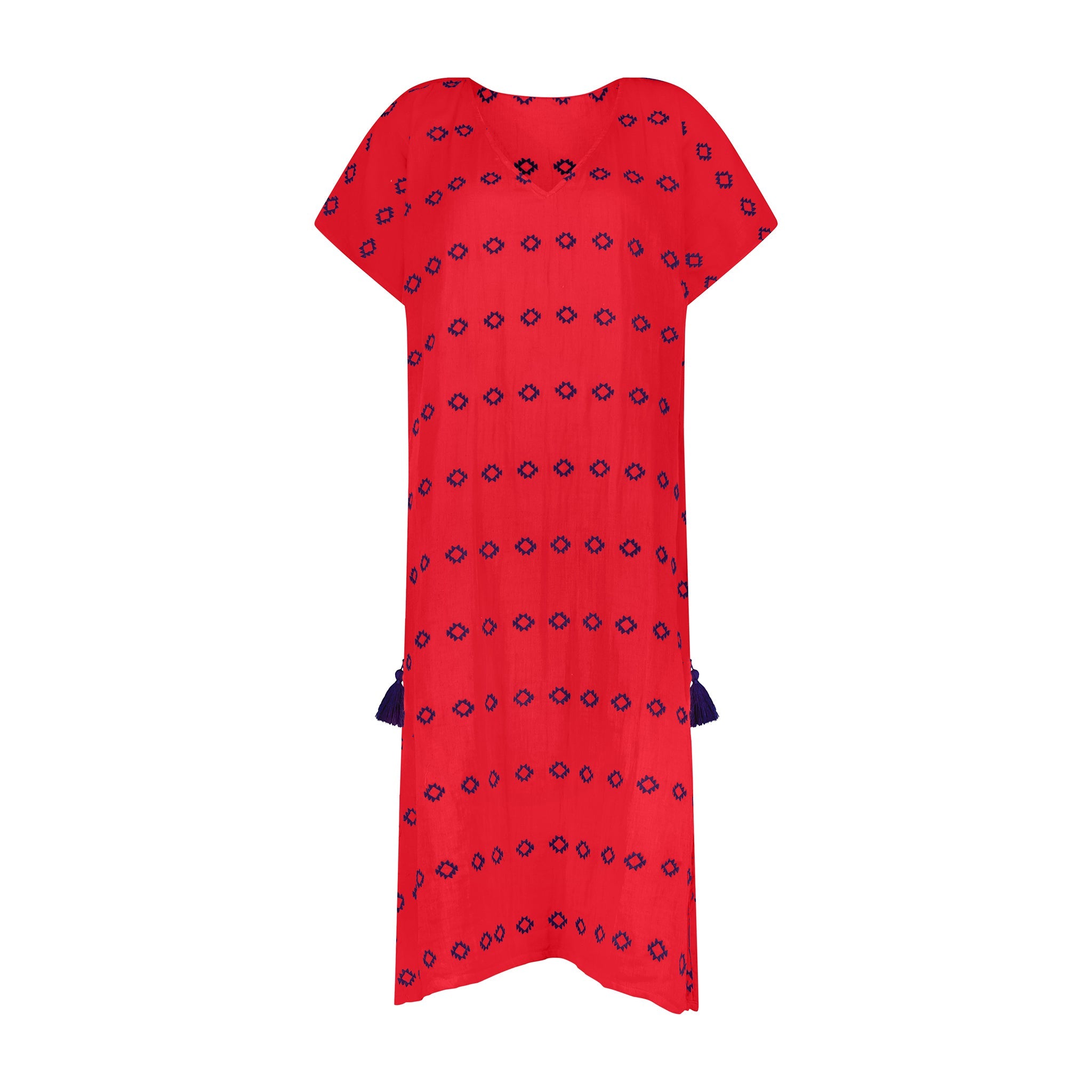 Capucine Women's Maxi Caftan Dress Red Embroidery – Blissfully Lavender ...