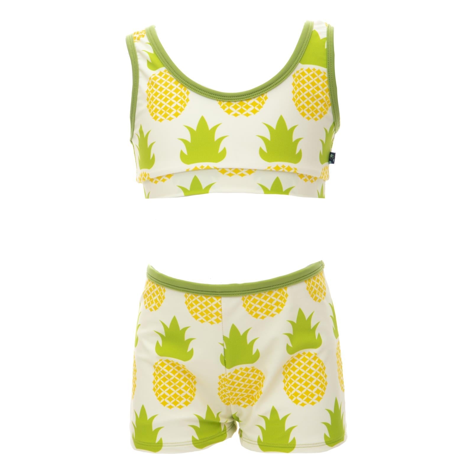 Print 2-Piece Sport Bathing Suit in Natural Pineapple – Blissfully ...