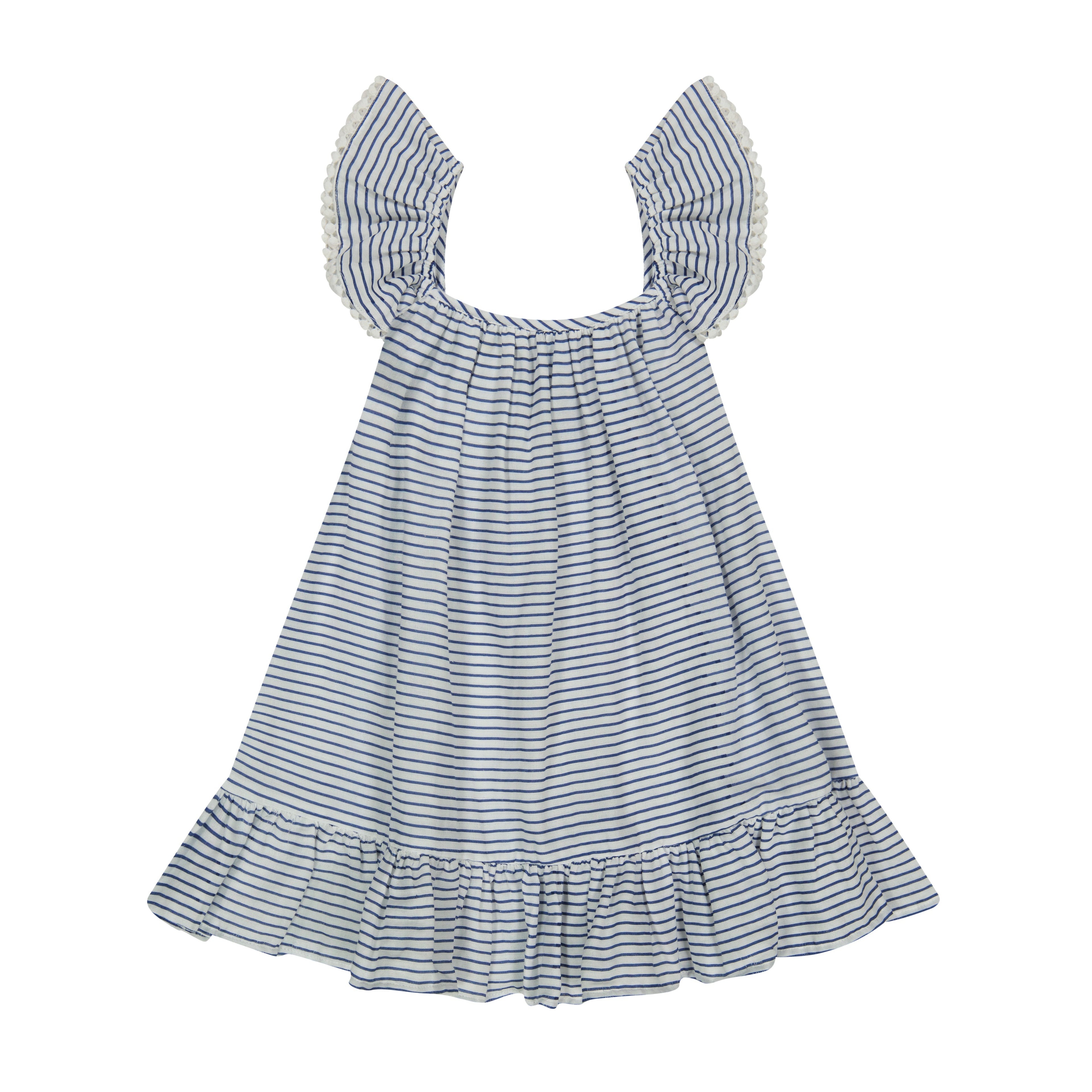 Mini Eva Girl's Ruffle Dress Marine Stripe – Blissfully Lavender Boutique