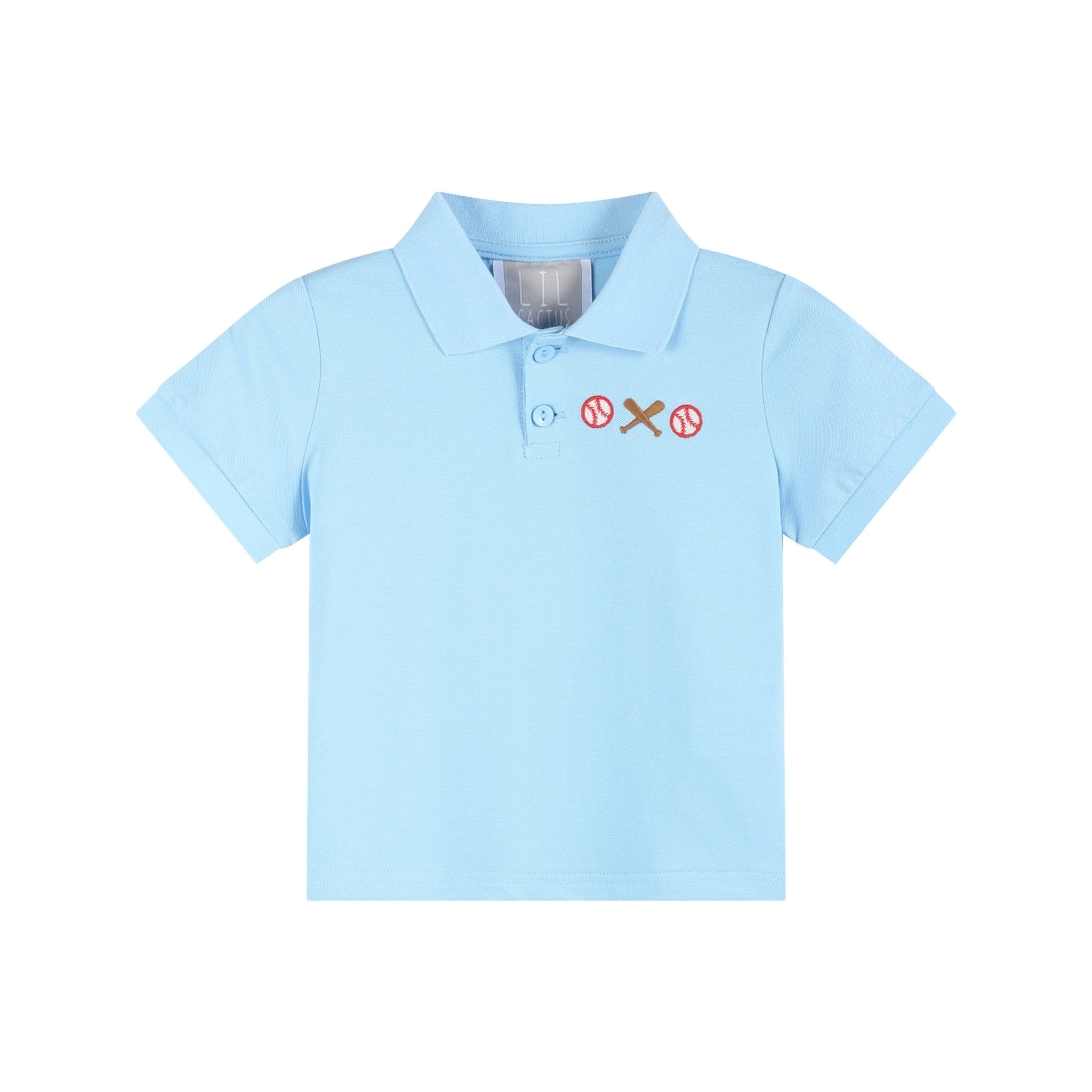 Blue Baseball Polo Shirt – Blissfully Lavender Boutique