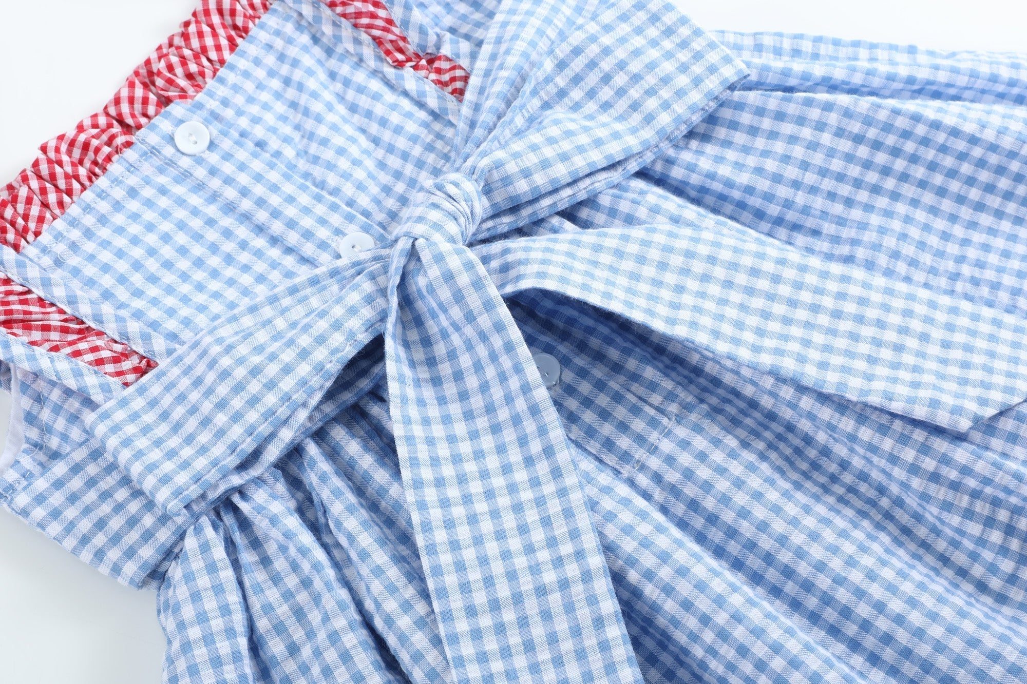 Girls Blue Gingham Flag Ruffle Dress – 4th of July Outfit – Blissfully ...