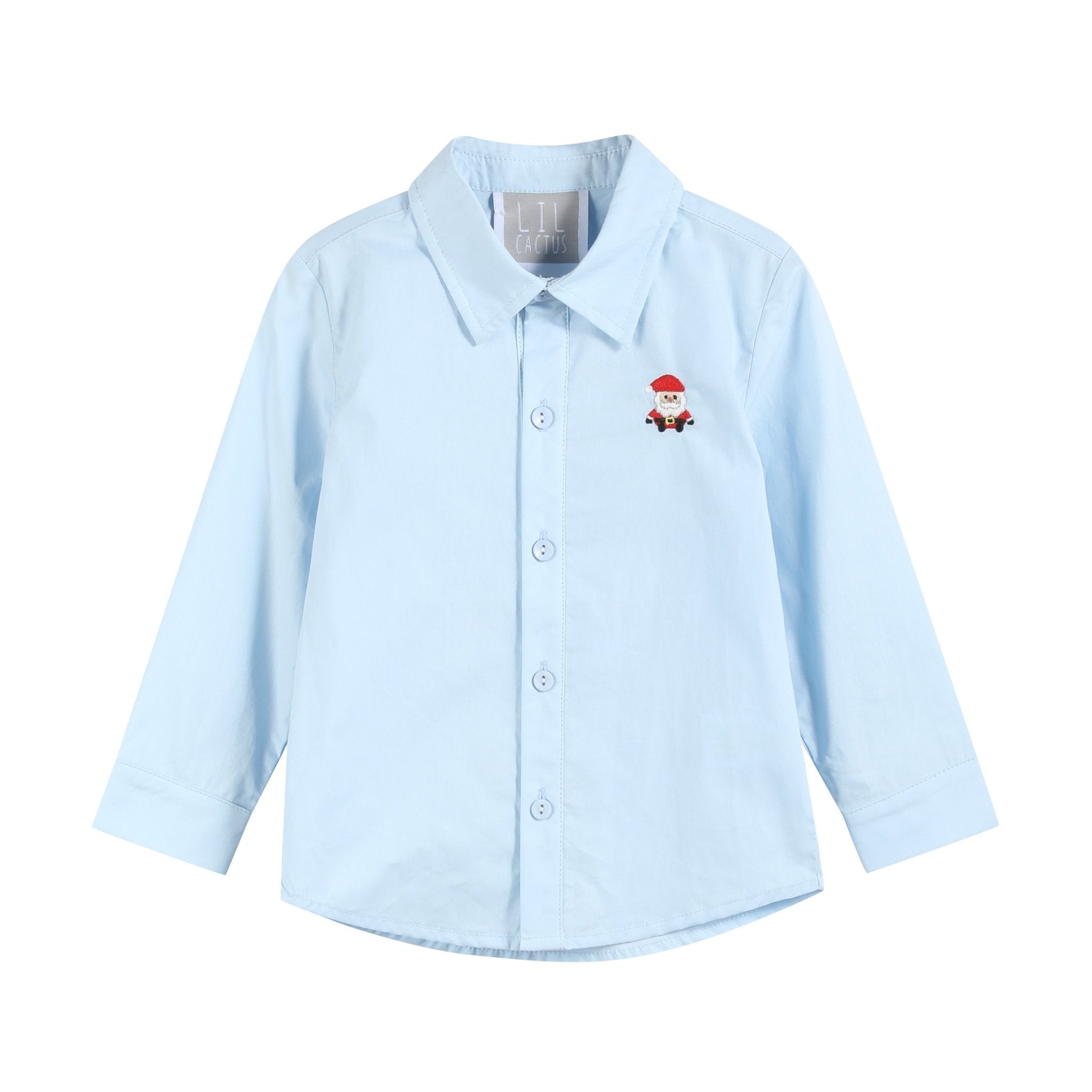 Light Blue Santa Dress Shirt – Blissfully Lavender Boutique